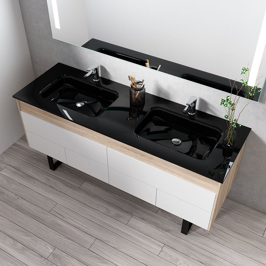 Lavabo encastrable - NIZA - Biselarte - de vidrio / con encimera / brillante