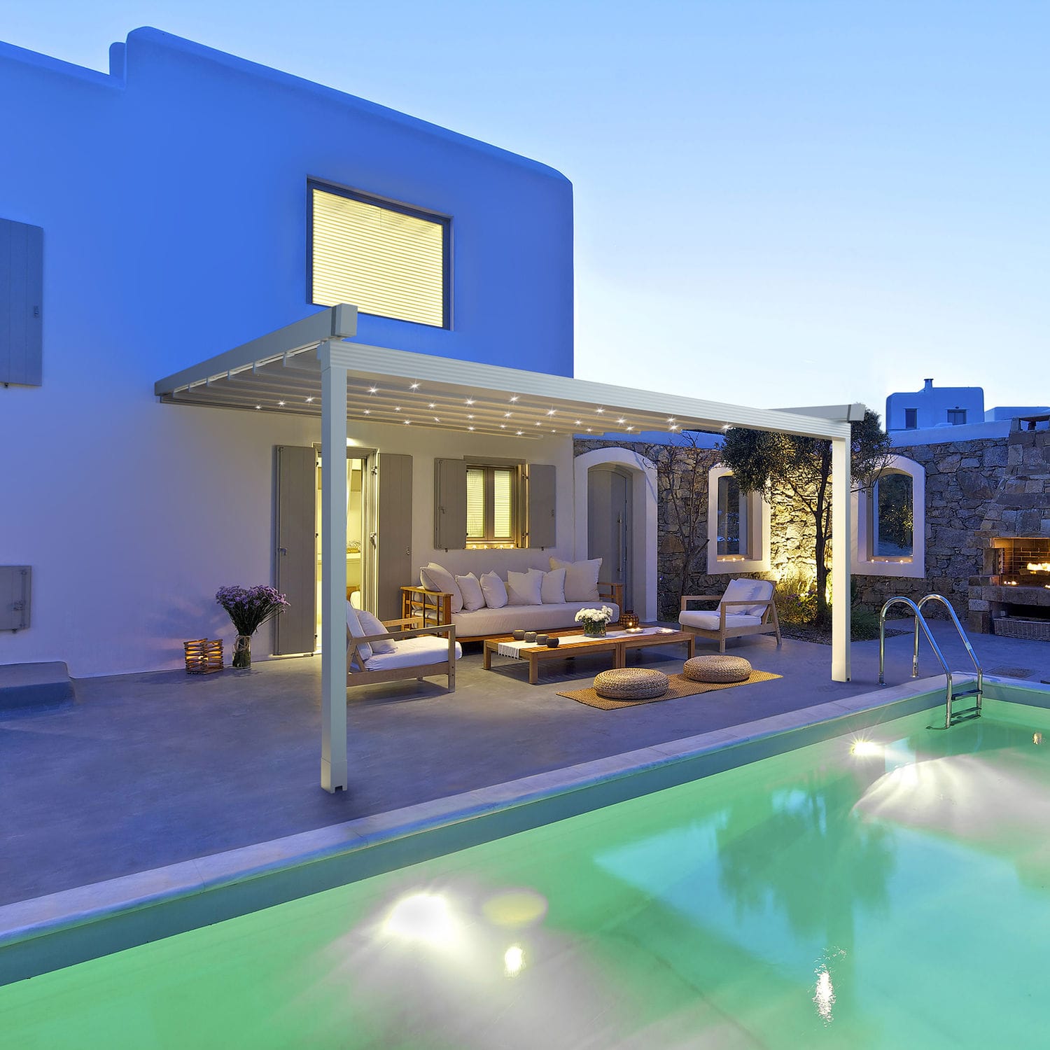 Pérgola autoportante - VIVA - Gibus SPA - adosada / de aluminio pintado ...