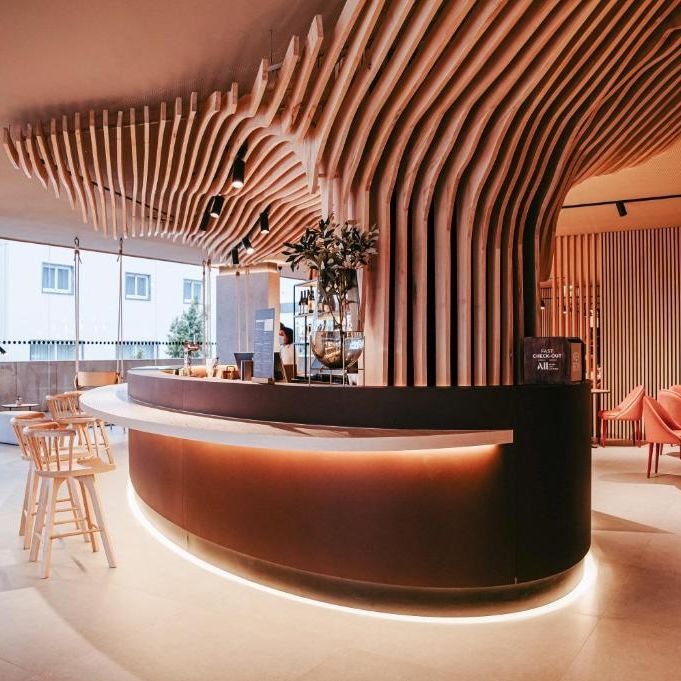 Mostrador de bar - BPLAN - de aluminio / curvado / LED