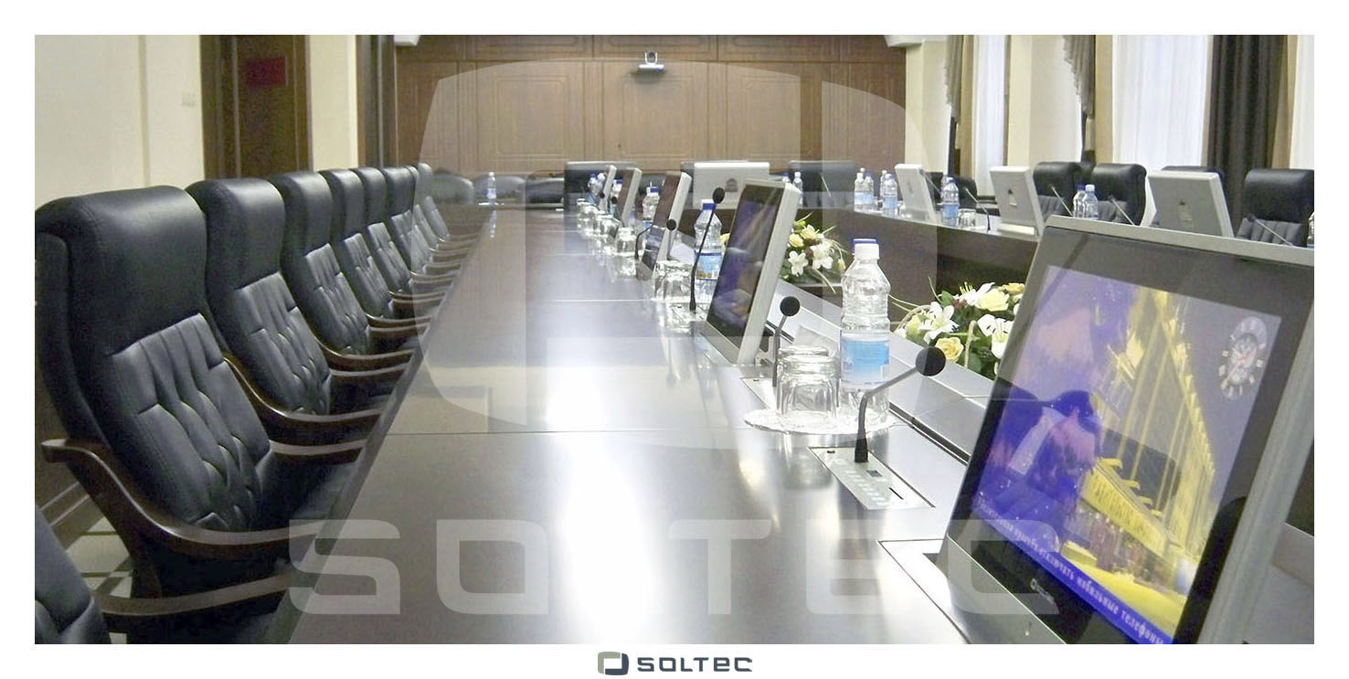 Pantalla táctil retráctil - STRET156G-10 - SOLTEC S.L. - para mesa de ...