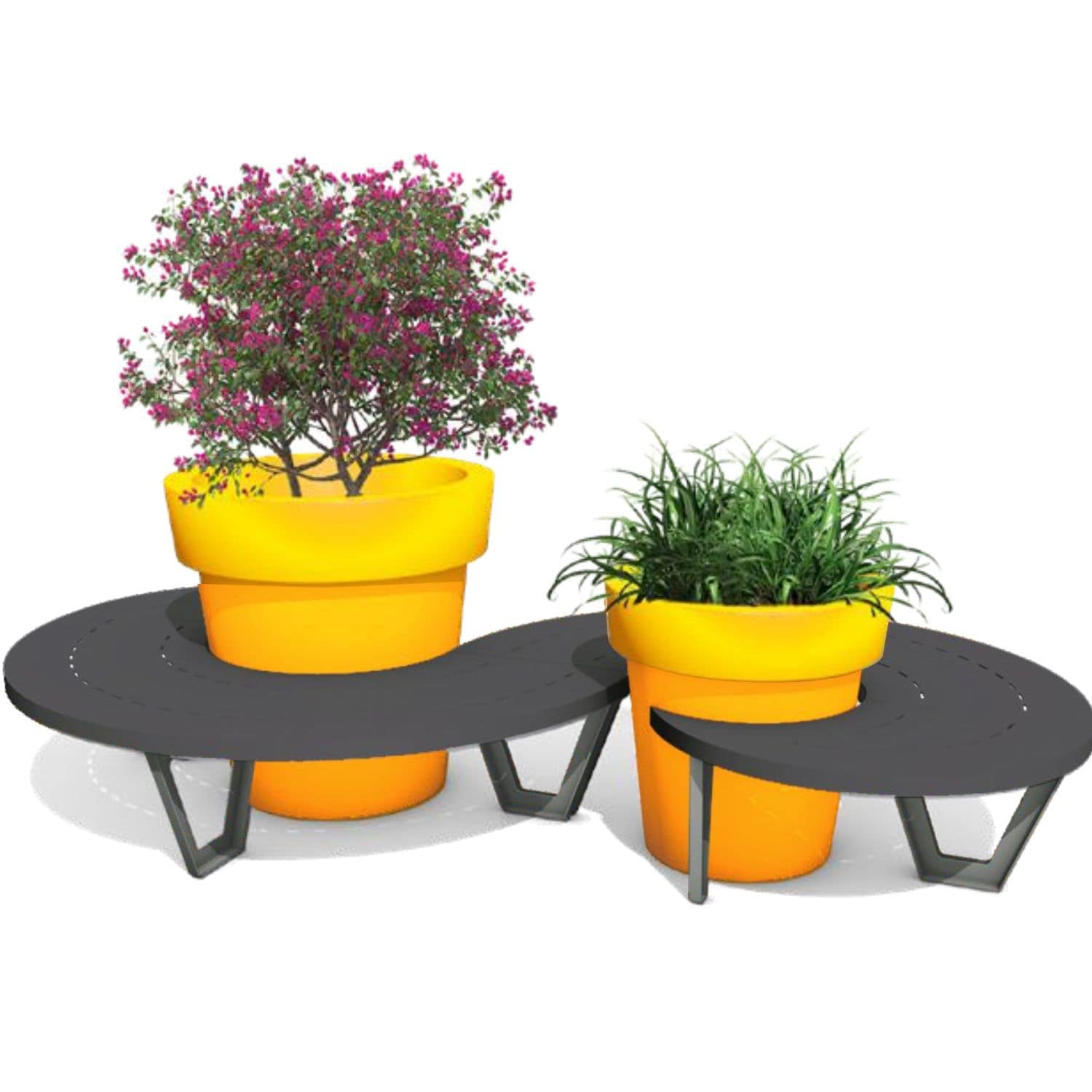 Banco público contemporáneo - Set Doble 95/120 - Terra Group - de acero ...