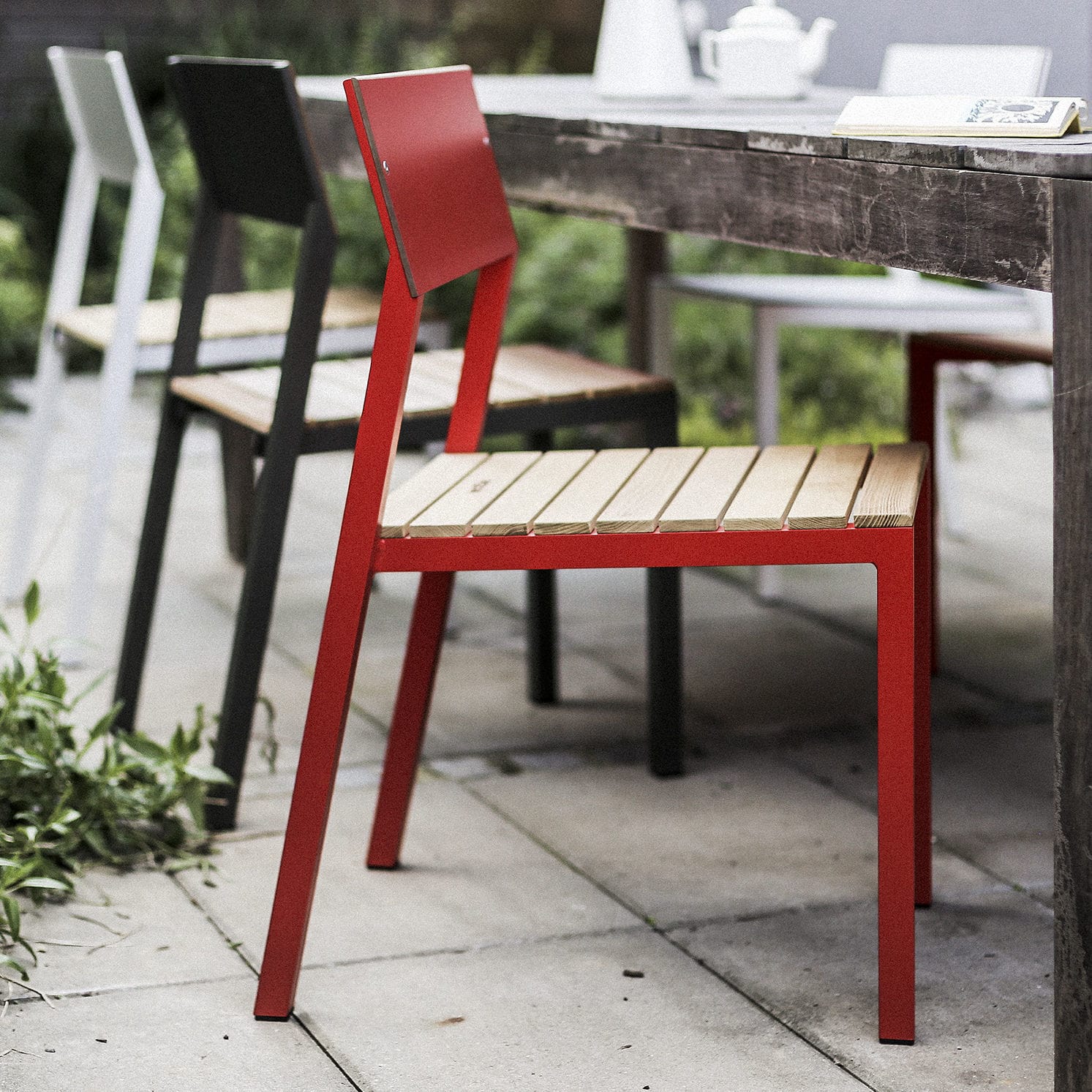 Silla contemporánea - Cora LCR125 - egoé - de exterior / de interior / de teca