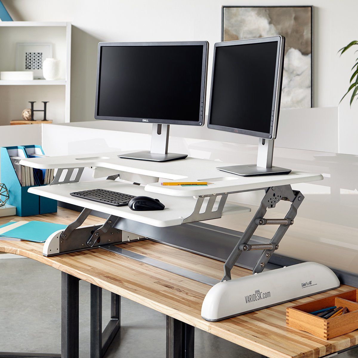 Escritorio contemporáneo - CUBE PLUS 40™ WHITE - VARIDESK - de metal ...