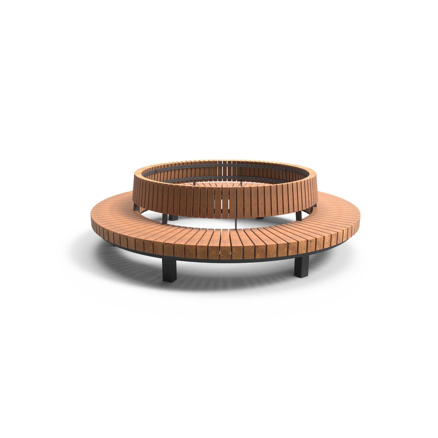 Banco público contemporáneo - MODULO - CROSO FRANCE - de madera exótica / de acero galvanizado ...