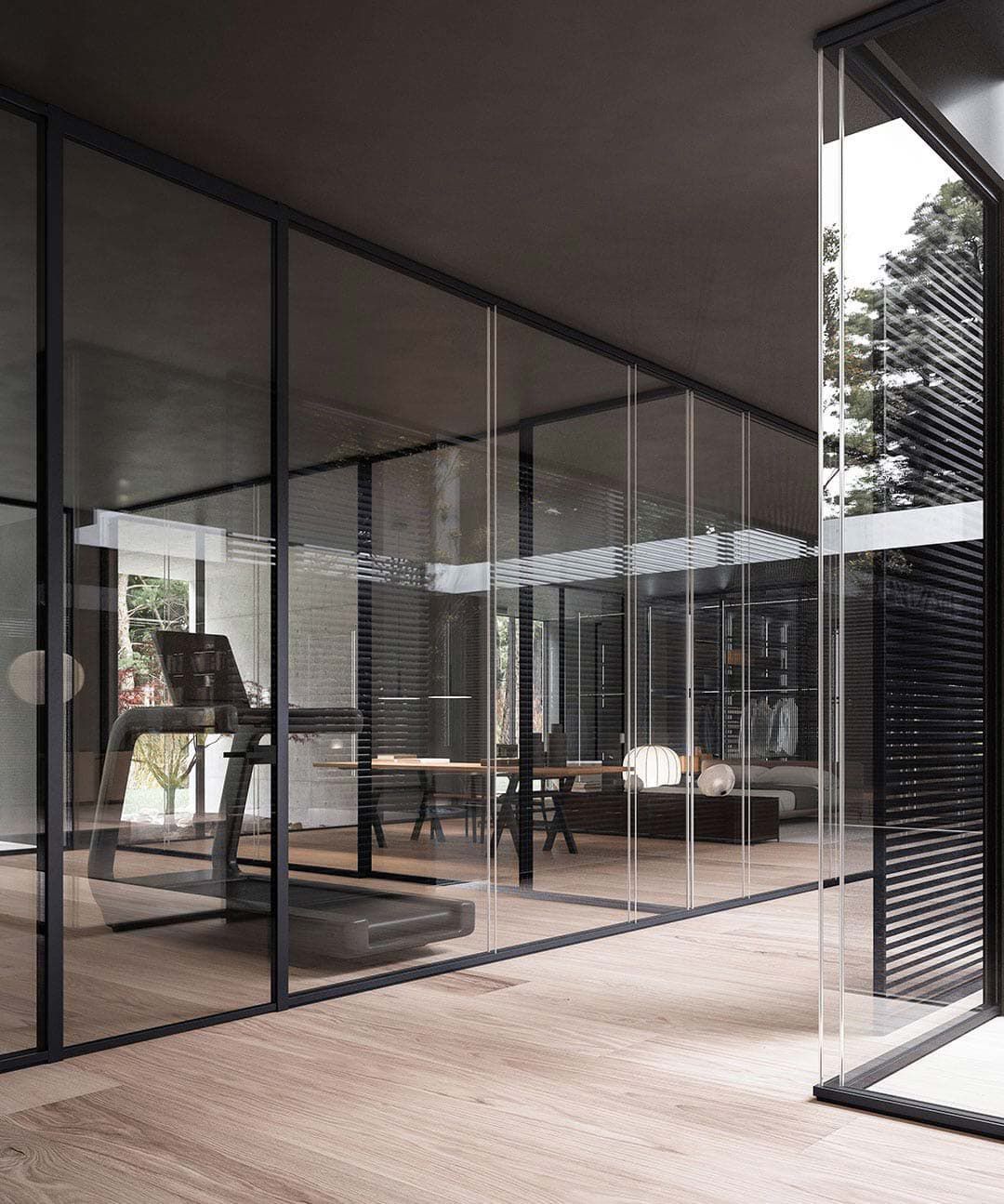 Tabique amovible - MIES - adielle srl - con vidrio doble / de aluminio ...