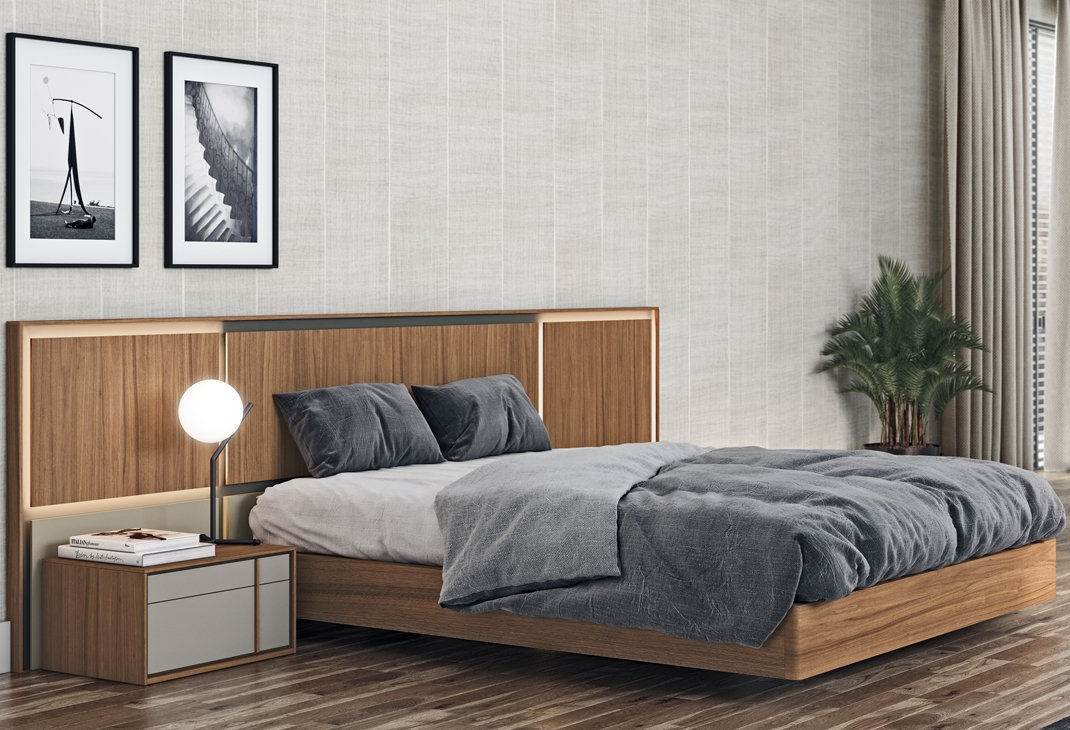 Cama flotante - Light - EMEDE - de matrimonio / contemporánea / con cabecero