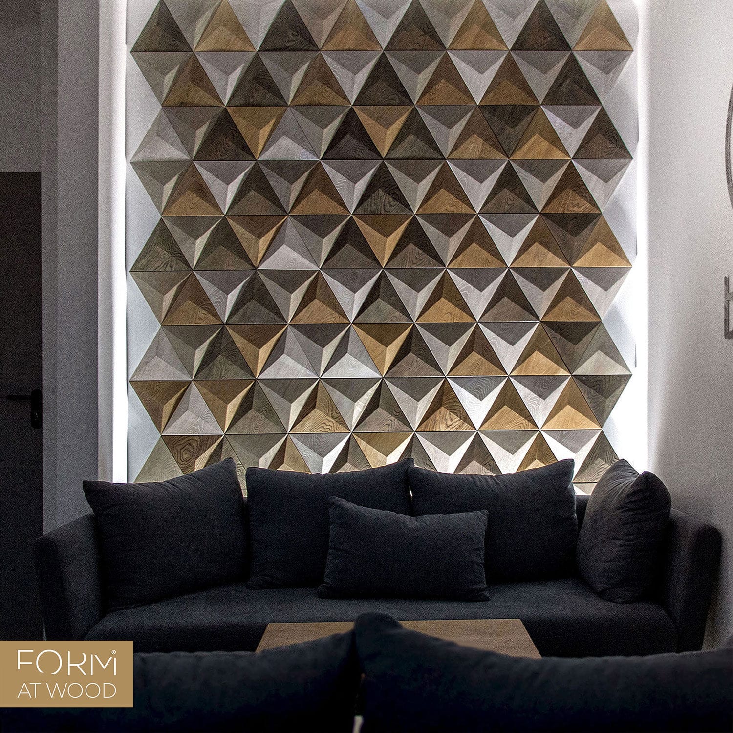 Panel decorativo de pared - PYRAMID - FORM AT WOOD - para interiores ...
