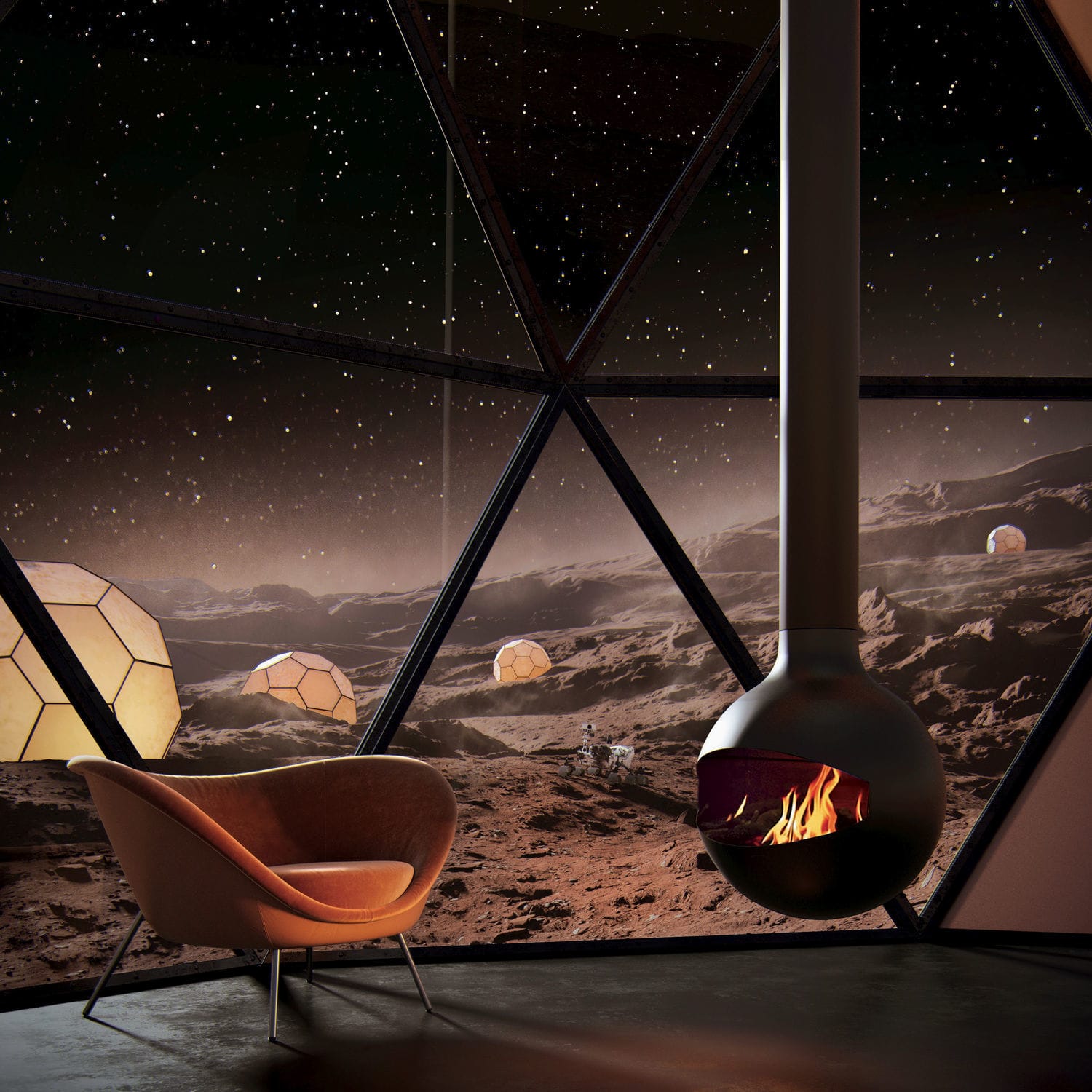 Chimenea holográfica - Bathyscafocus - Focus Creation - eléctrica / suspendida / de diseño original