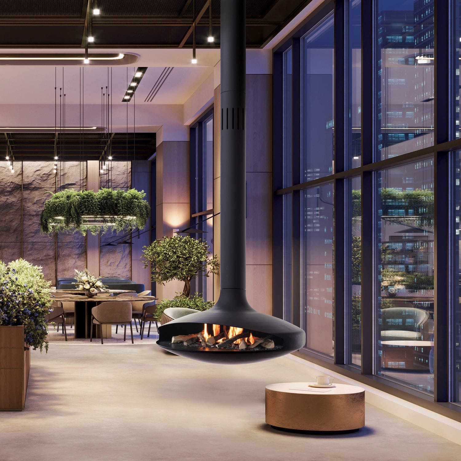 Chimenea de bioetanol - Gyrofocus - Focus Creation - suspendida / contemporánea / hogar abierto