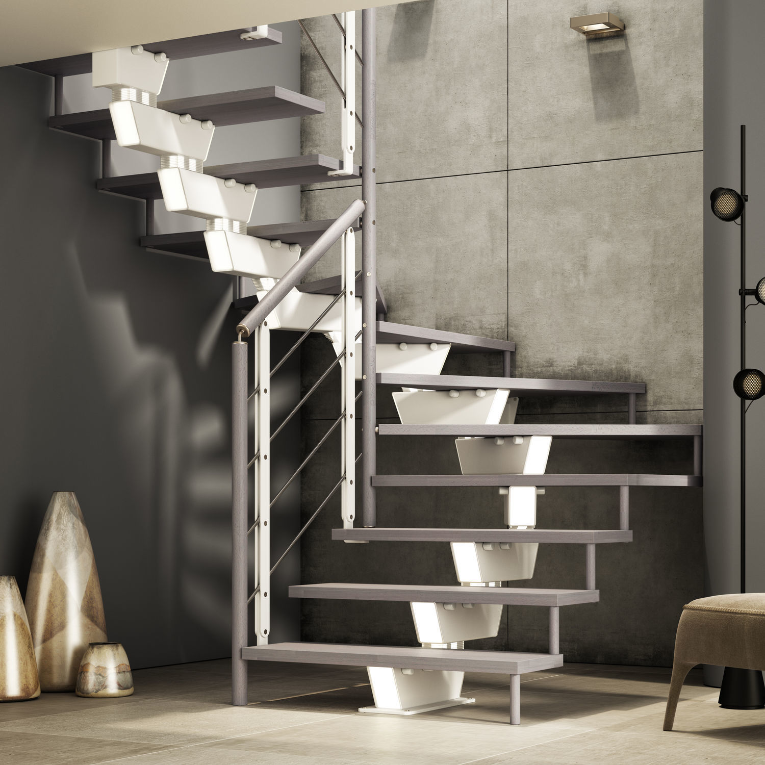 Escalera modular - Lumina - SCRIGNO - en U / con peldaños de haya / con ...