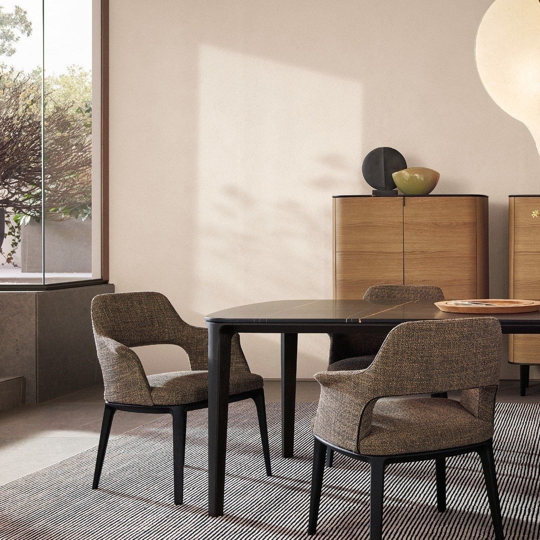 Mesa contemporánea - HENRY - Poliform - madera / de vidrio / de mármol