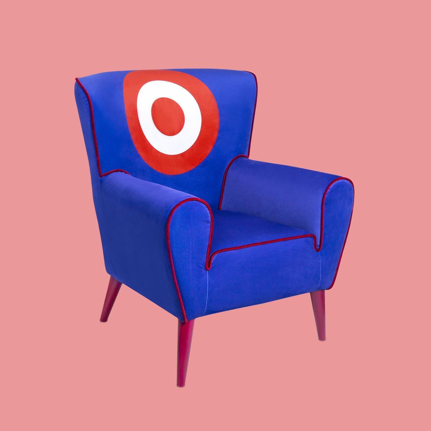 Sillón contemporáneo - TARGET - THE POP LABEL - de tejido / de haya / azul