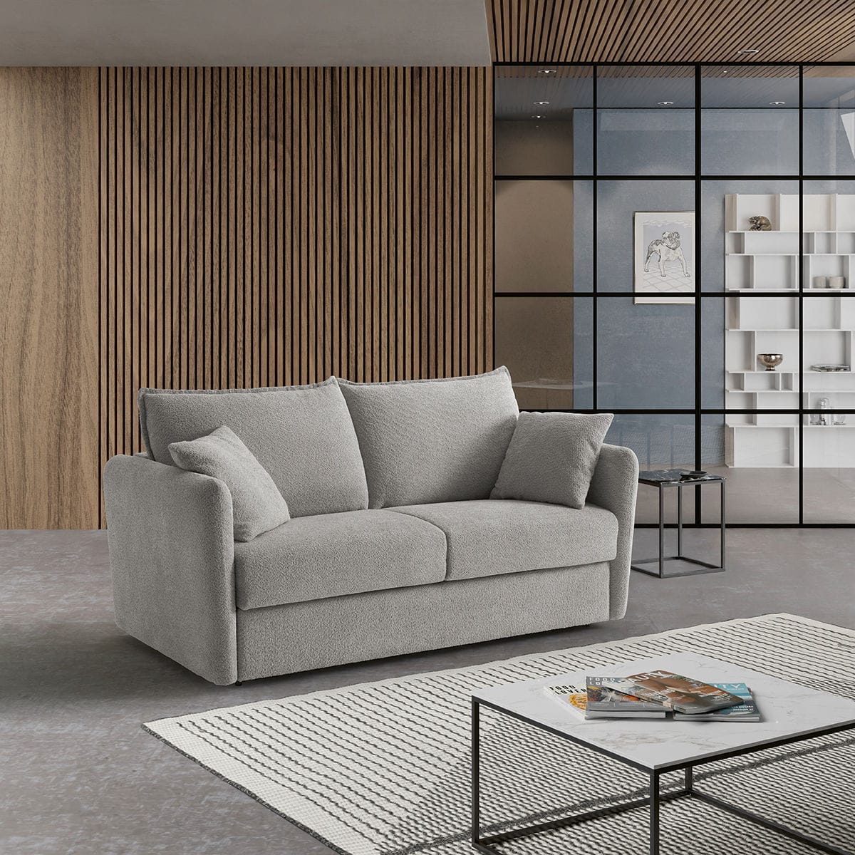 Sofá cama - Chanel - Mopal Tapizados S.L. - contemporáneo / de tejido / gris