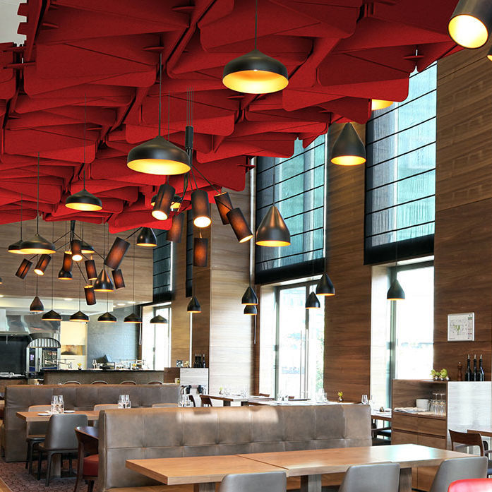 Falso techo de poliéster - FACETS - 14six8 - de PET / en isla / para ...