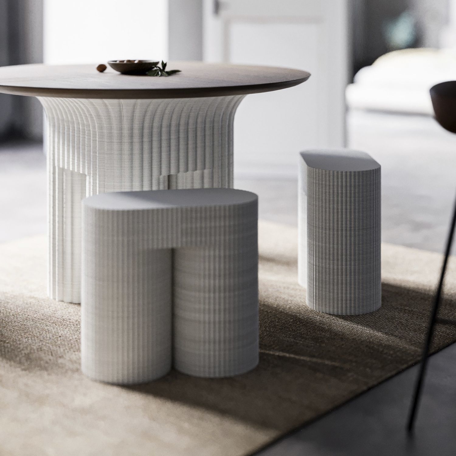 Taburete contemporáneo - GATHER - Model No. Furniture - de resina / con base de resina / blanco