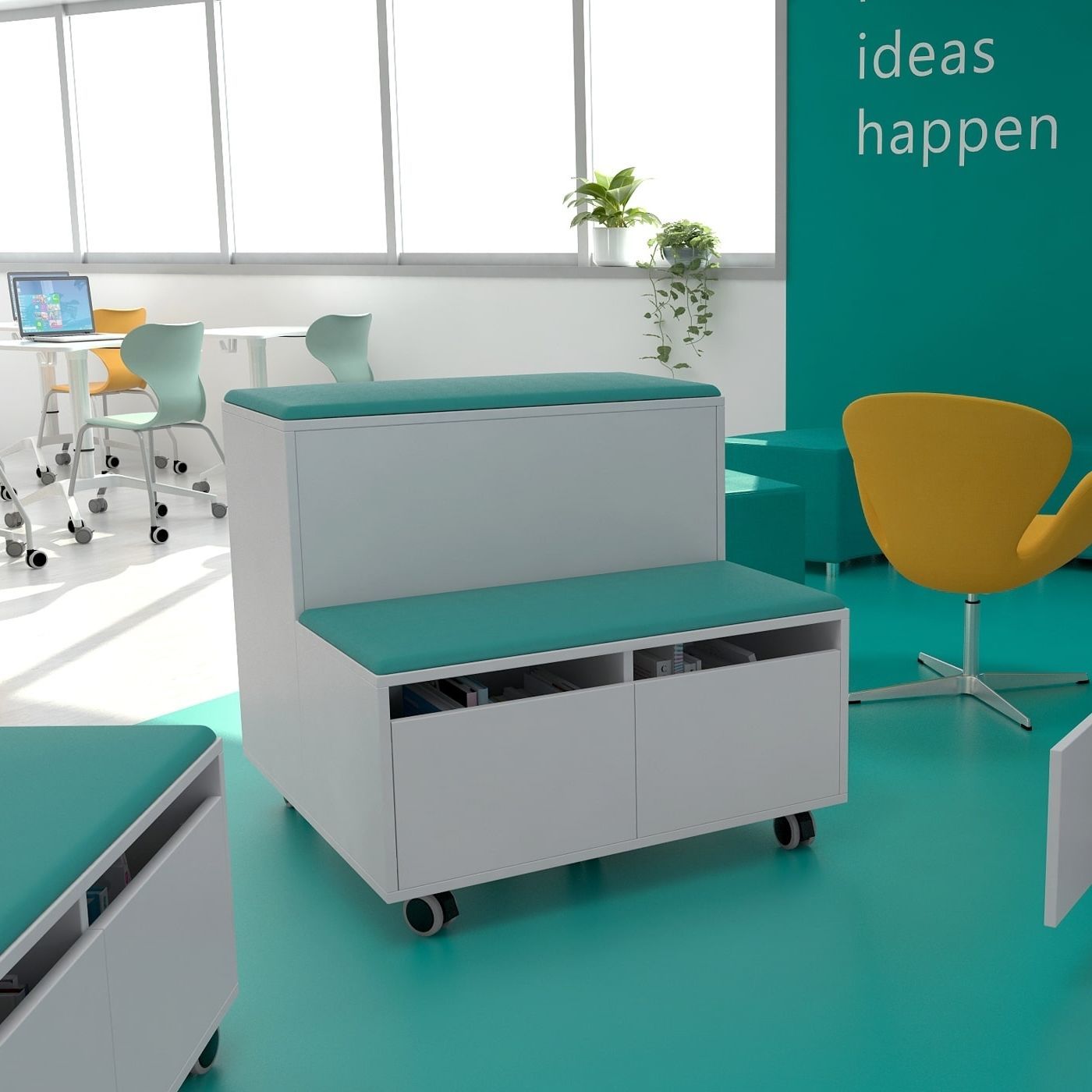 Banco contemporáneo - Move - Mirplay Objektmöbel - de PVC / de madera / con respaldo