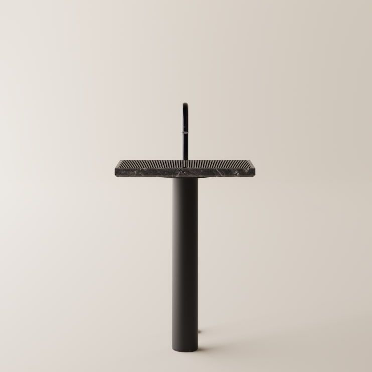 Lavabo con base - Ell - AGAPE - de Corian® / de mármol / a medida