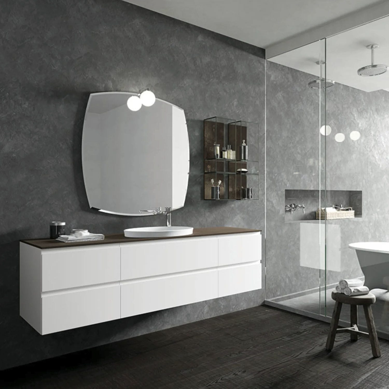 Mueble de lavabo suspendido - GOLA 09 - ARCHEDA - de HPL / de vidrio ...