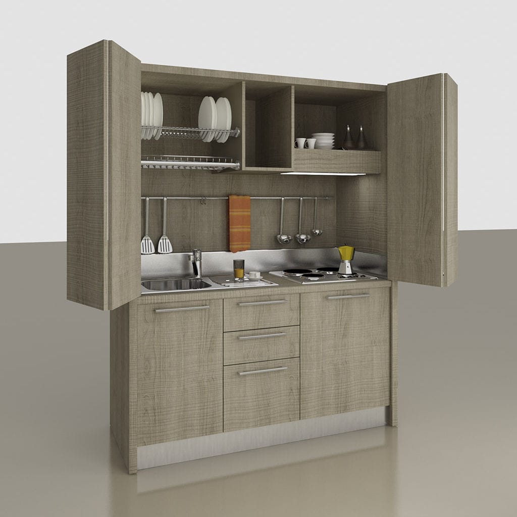 Kitchenette compacta - K-144 - MOBILSPAZIO S.r.l - de madera / oculta ...