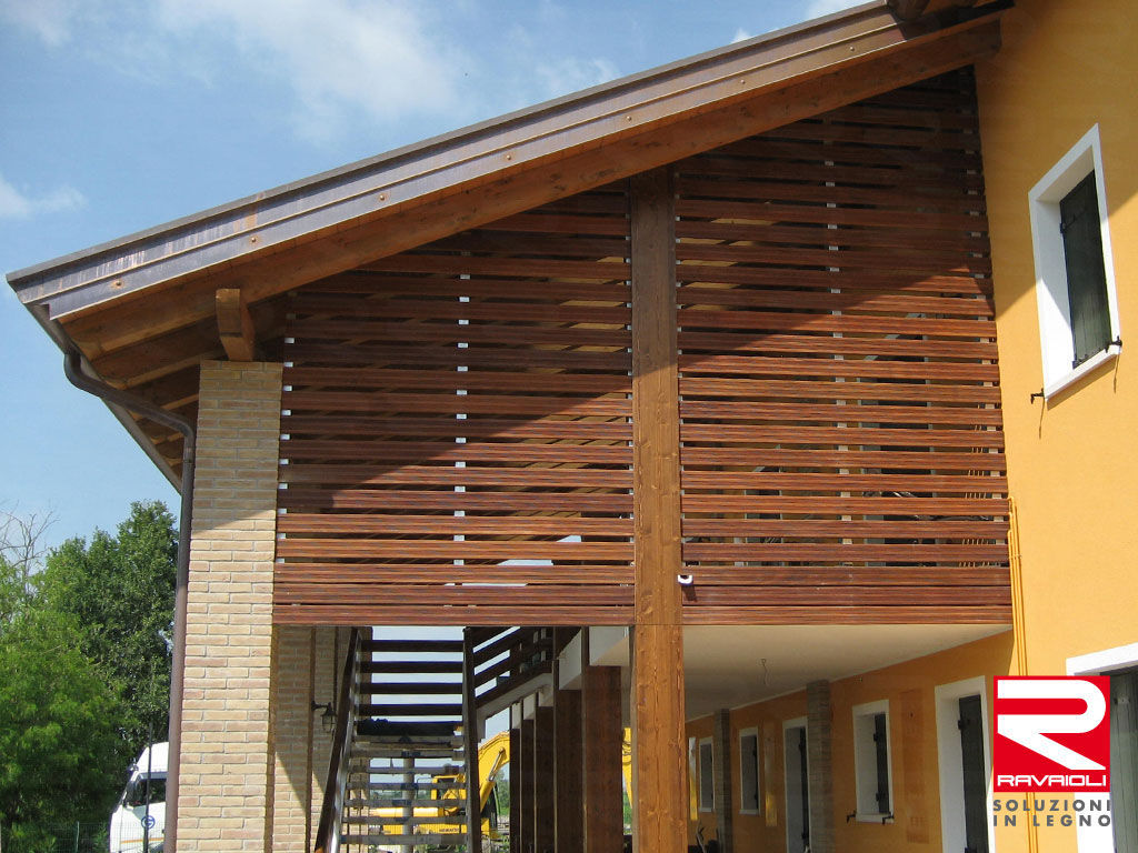 Celosía con lamas de madera / para fachada / horizontal - RAVAIOLI LEGNAMI