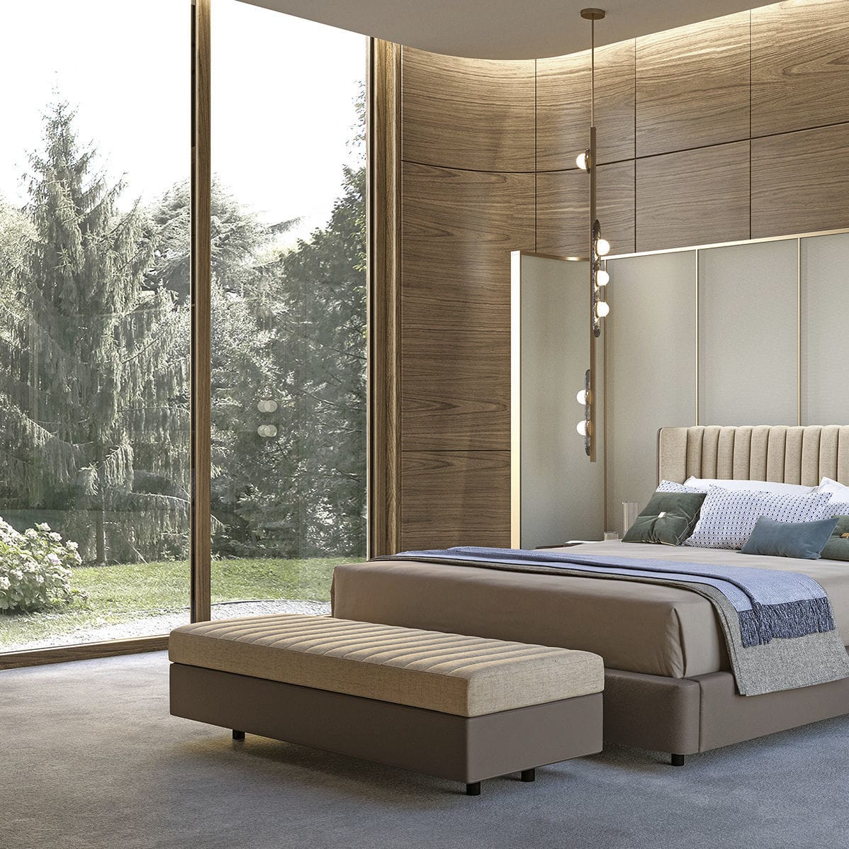 Banco para pie de cama contemporáneo - Domus - TURRI - de tejido / de cuero / para uso residencial