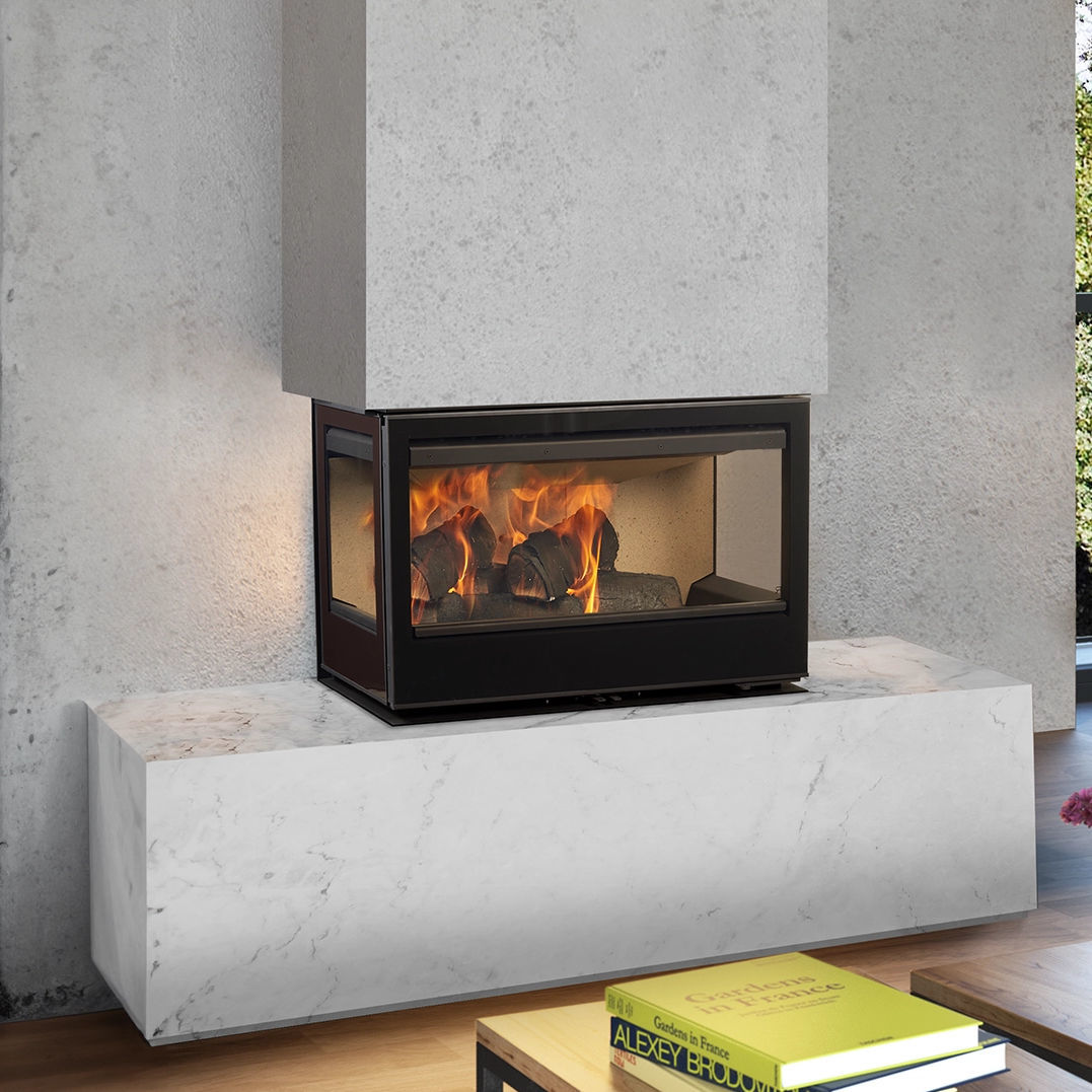 Chimenea insertable de 3 caras - ARc - ROCAL - de leña / de acero / de ...
