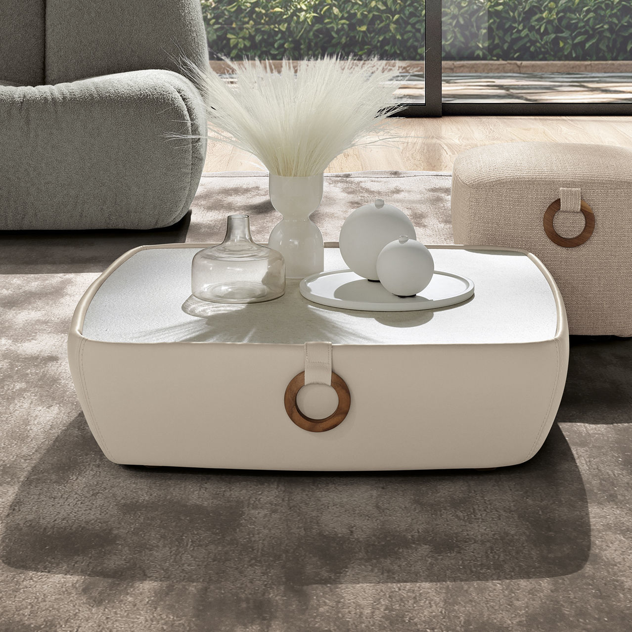 Mesa de centro contemporánea - Tarkin - maxdivani - de cuero / de tejido / tapizada