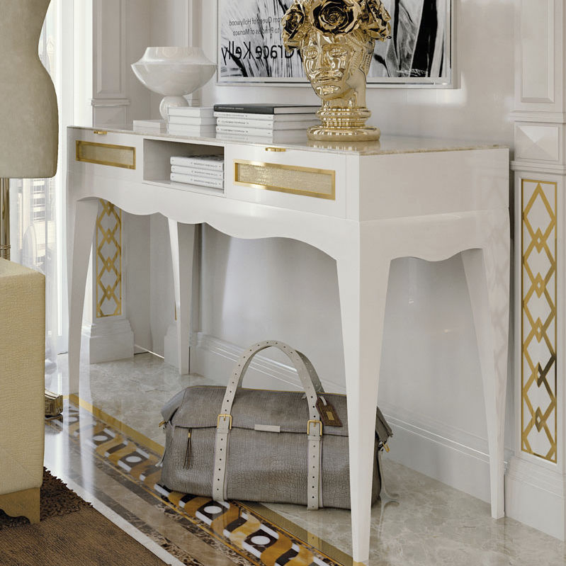 Consola contemporánea - Vienna - Formenti - de madera / de cuero / de tejido