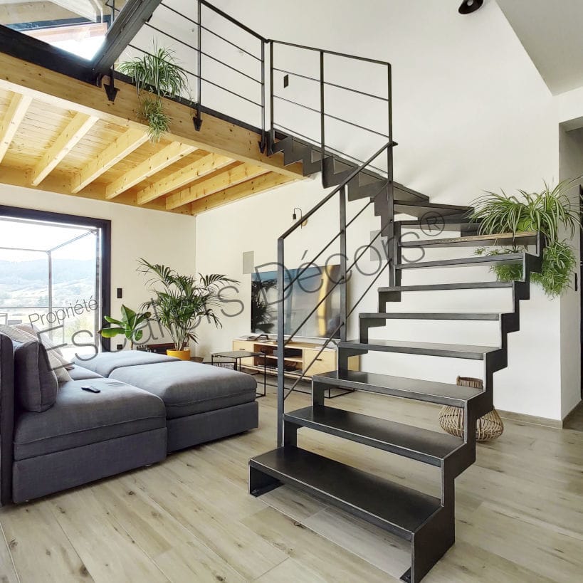 Escalera en L - LOFT DT177 - ESCALIERS DECORS - con peldaños de metal ...