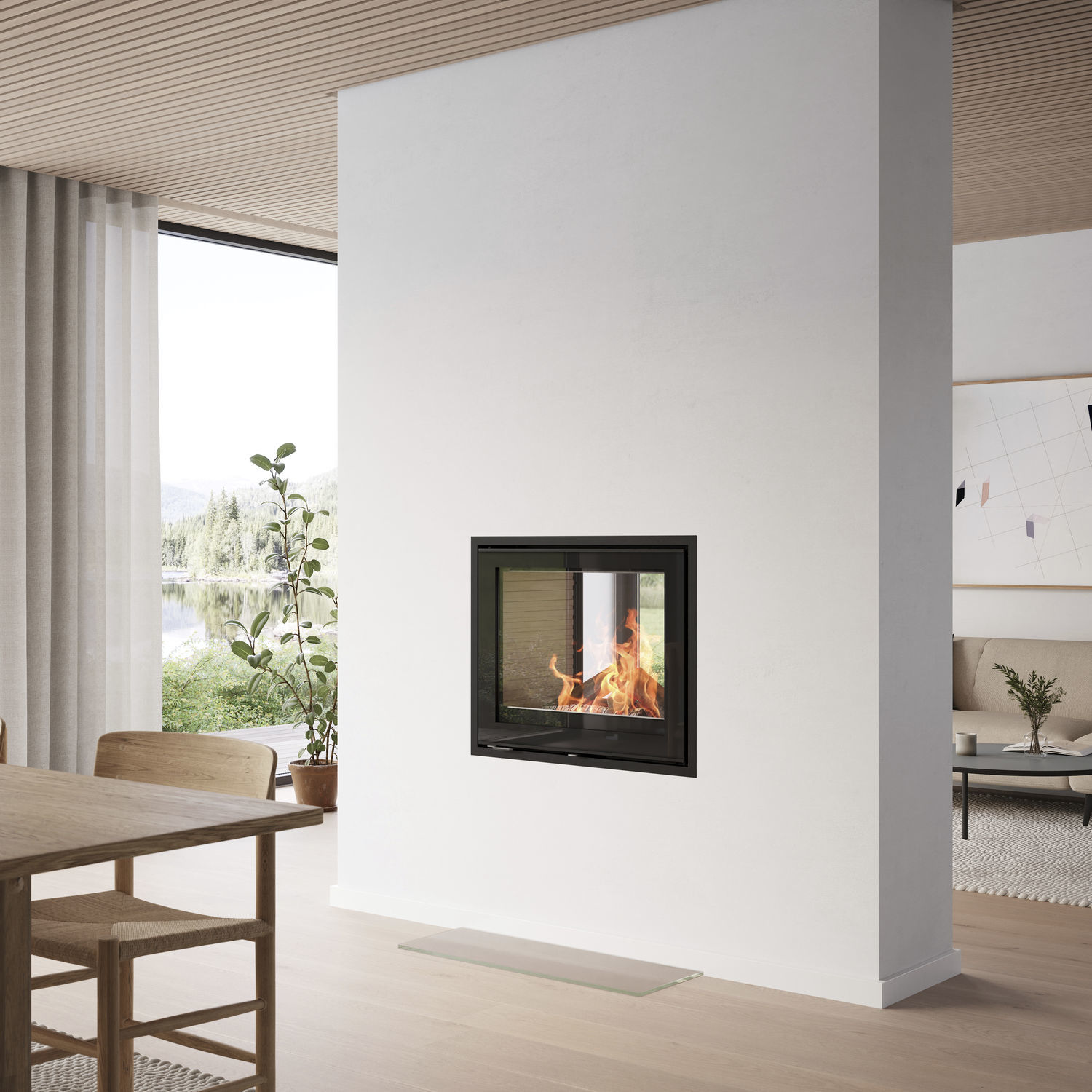 Chimenea insertable de doble cara - R-600 T - Attika Feuer AG - de leña ...
