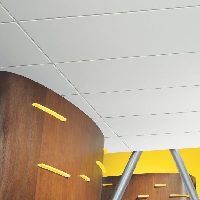 Falso techo de fibra de vidrio - HALCYON™ - USG - en losas / tipo panel ...