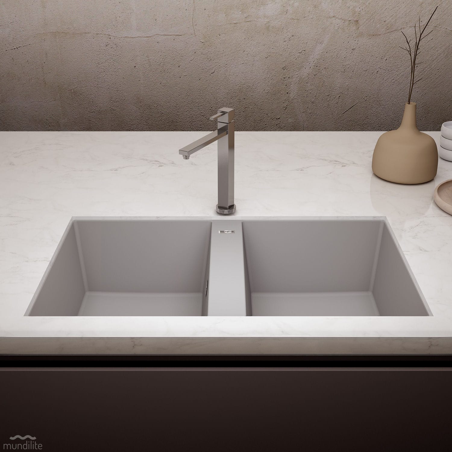 Fregadero de 2 cubetas - SUPREME 860 - Mundilite - sin escurreplatos ...