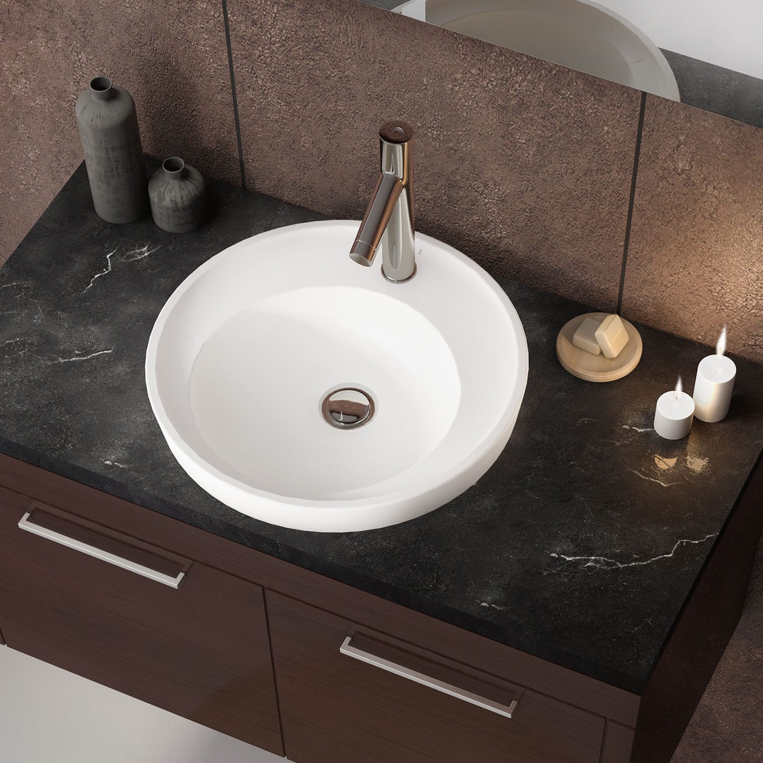 Lavabo semiencastrado - SENO EKAVIPPLUS - Mundilite - de mineral ...