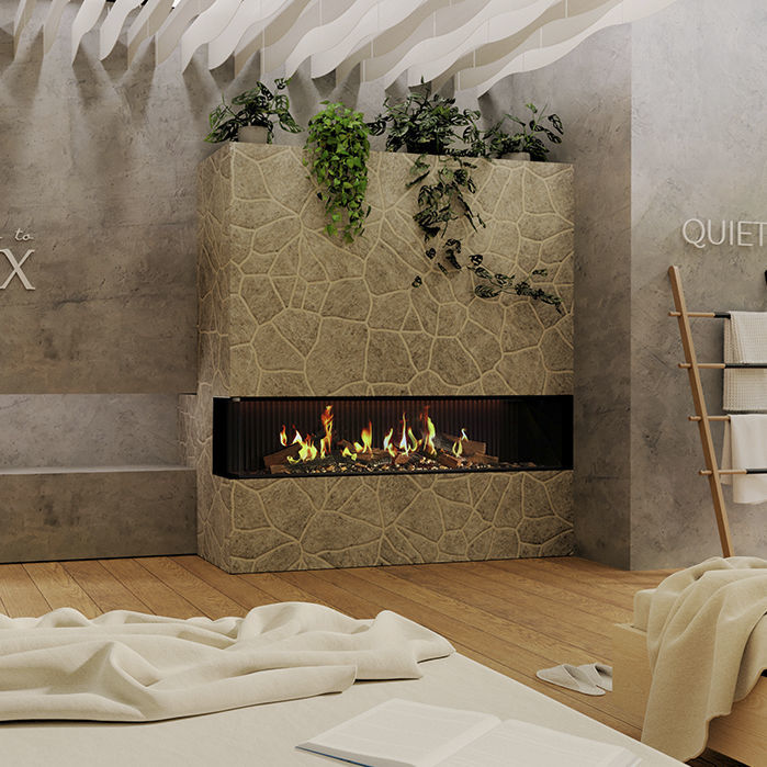 Chimenea eléctrica - Virtuo 180-2 Evolve - DRU - empotrable / de doble cara / hogar cerrado