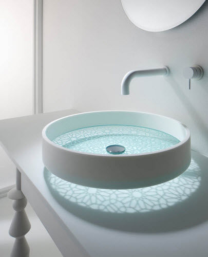 Lavabo sobre mueble - MOTIF BASIN - Omvivo - de vidrio / con espejo ...