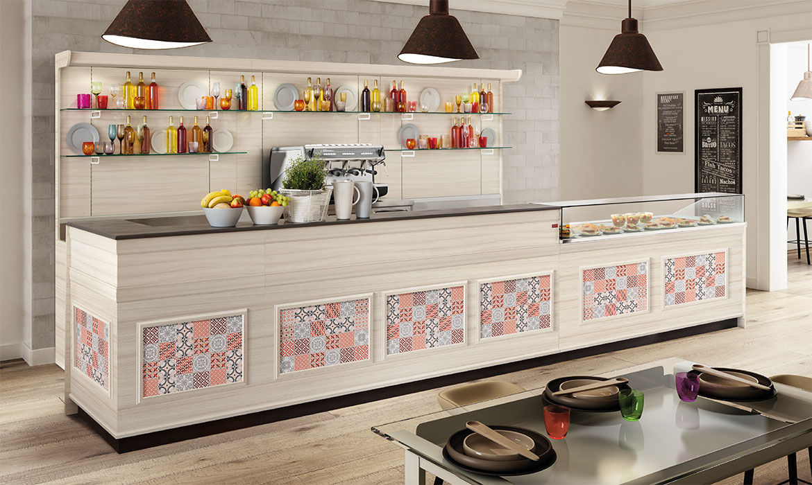 Mostrador de bar - HORUS - SIFA - de madera / de acero / recto