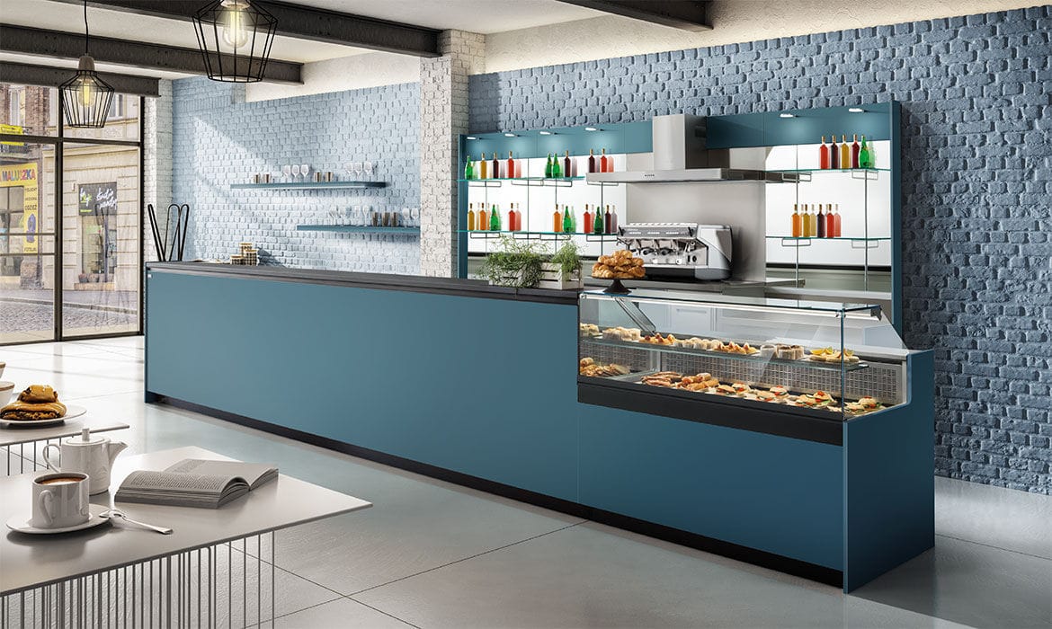 Mostrador de bar - INFINITY - SIFA - de madera / recto / con luz