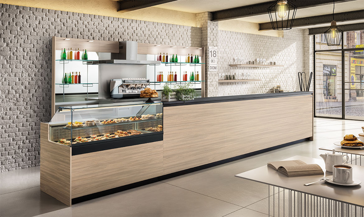 Mostrador de bar - INFINITY - SIFA - de madera / recto / con luz