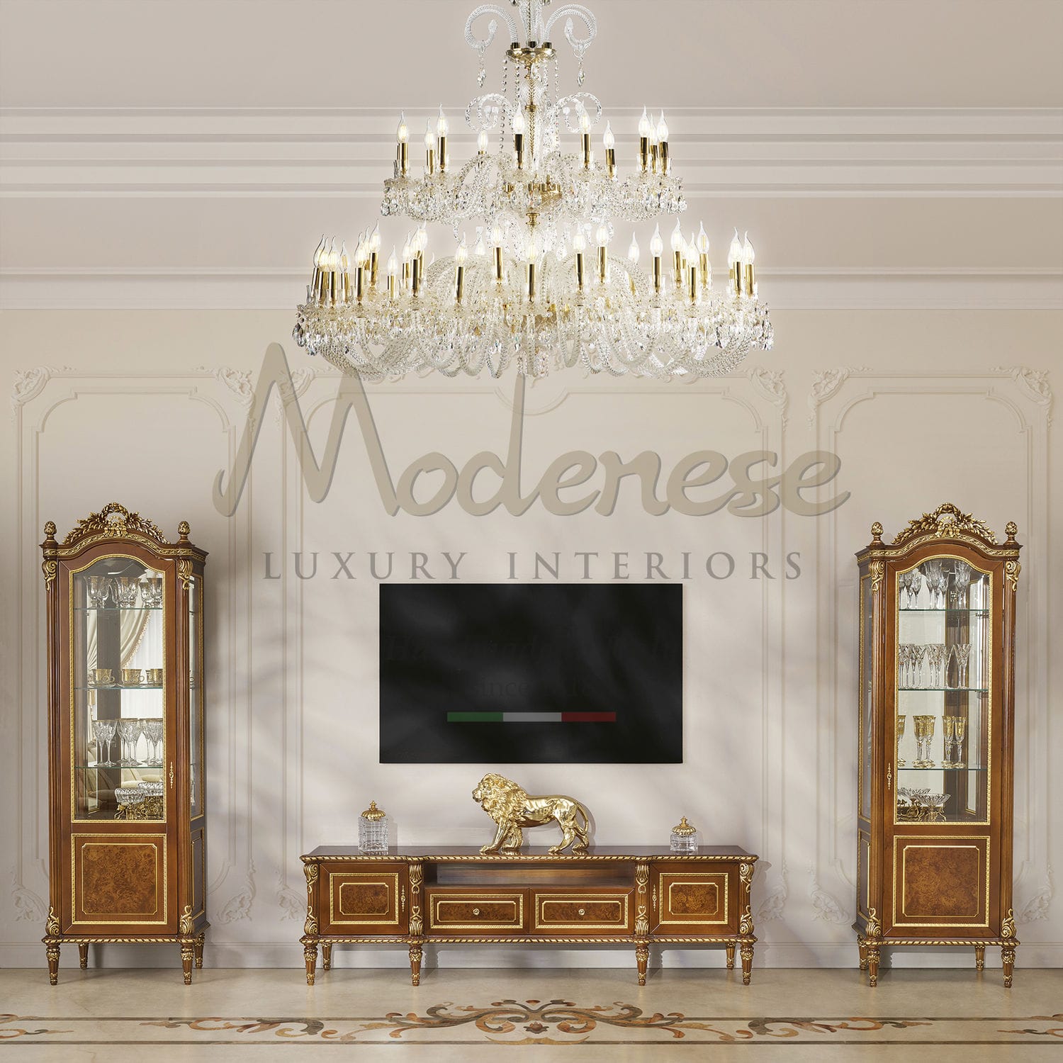 Mueble de televisión clásico - 17118 - Modenese Luxury Interiors - con 2 puertas / con cajones ...