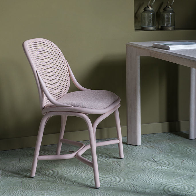 Silla de comedor contemporánea - Frames - expormim - de interior / de tejido / con base de ratán