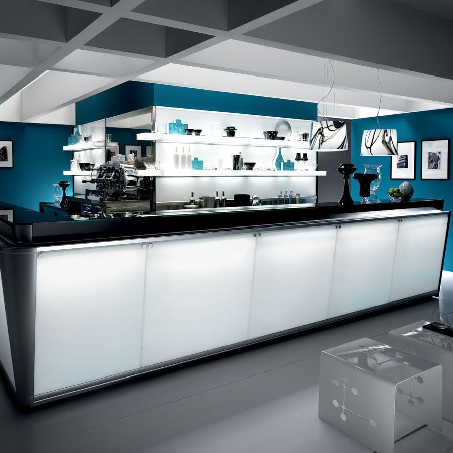 Mostrador de bar - ZERODIECI - Frigomeccanica - de vidrio / de acero ...