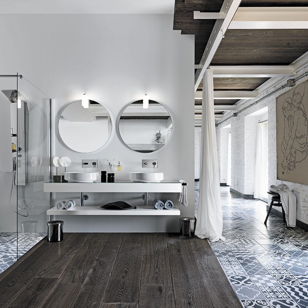 Mueble de lavabo suspendido - QAMAR - Inda - de madera / de vidrio ...