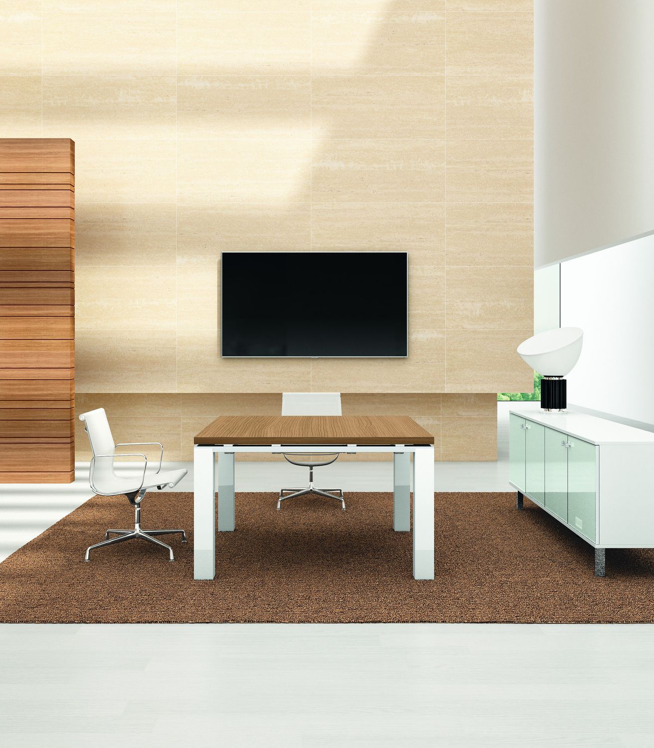 Mesa de reuniones contemporánea - JET EVO - Bralco - de chapa de madera / de madera lacada ...