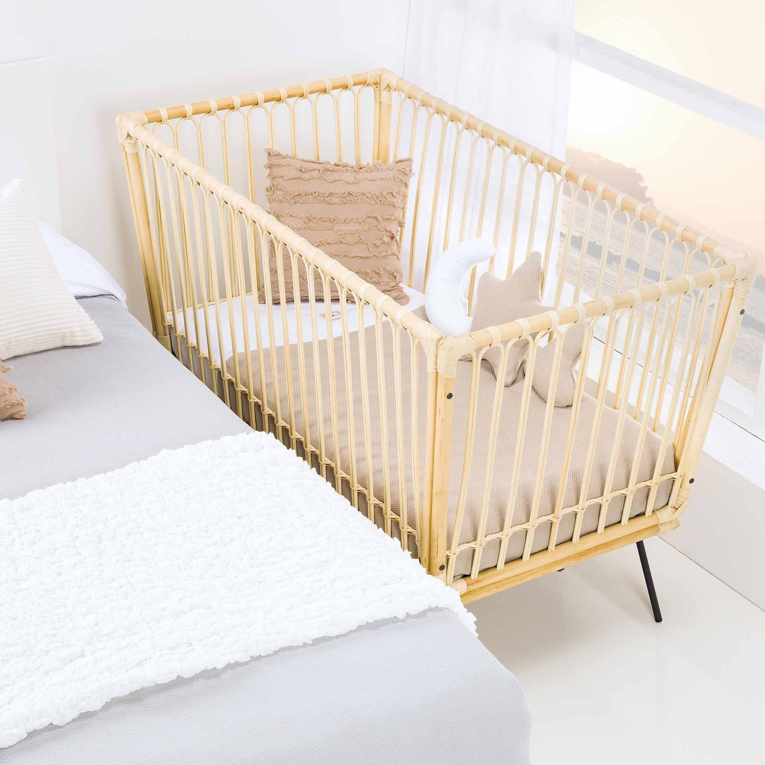 Cama para bebé individual - DIEM - ALONDRA - rústica / de ratán / 120x60 cm