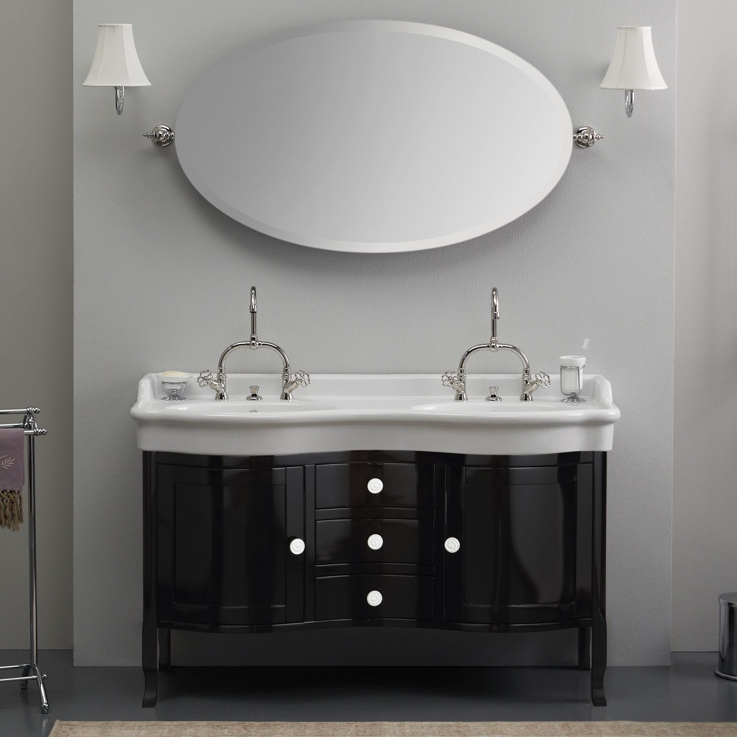 Mueble de lavabo doble - PROVENCE'800 - BLEU PROVENCE - de pie / de ...