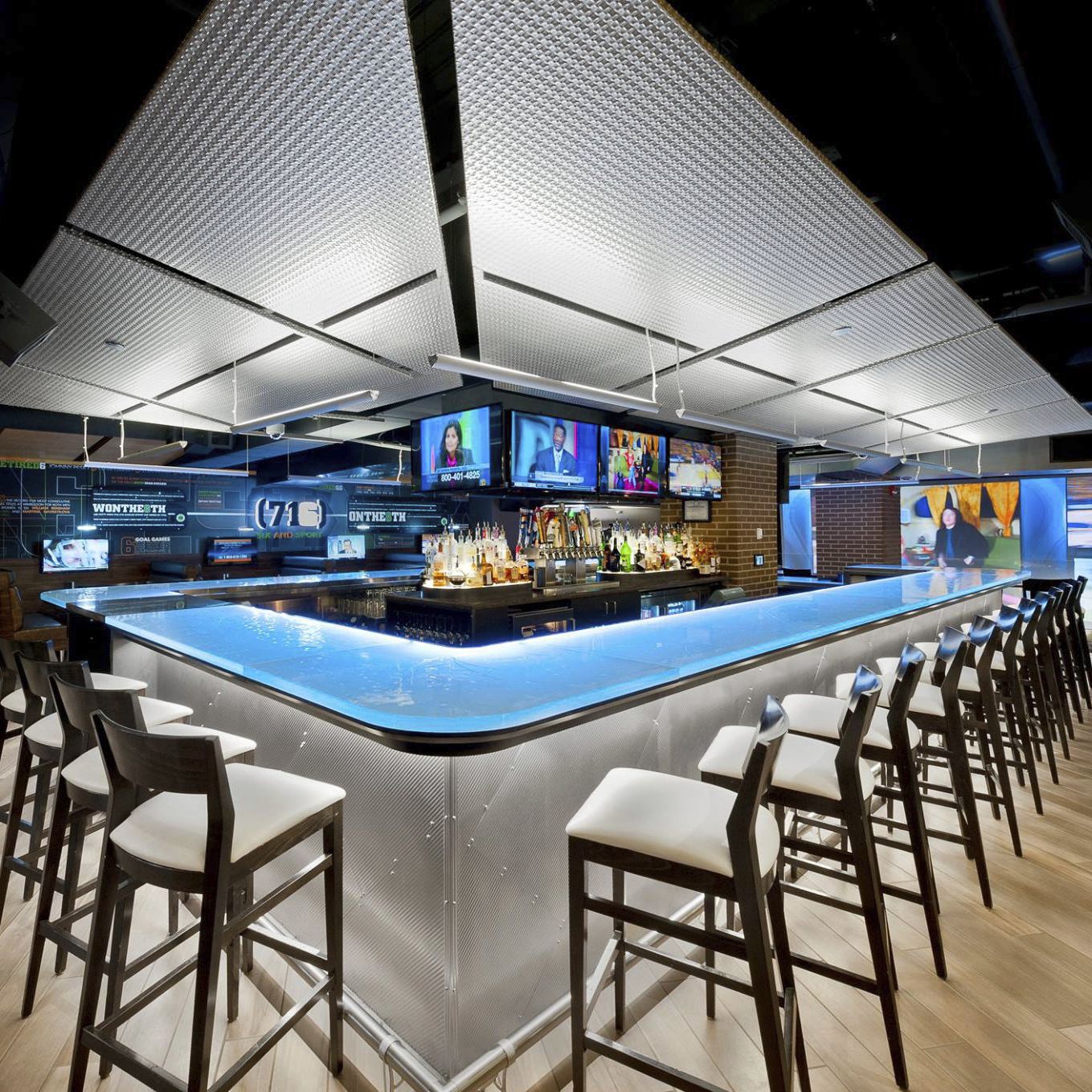 Mostrador de bar - ThinkGlass - de vidrio / en L / curvado