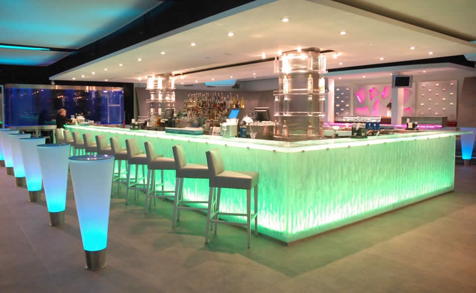 Mostrador de bar - NEW YORK - ThinkGlass - de vidrio / en L / con luz
