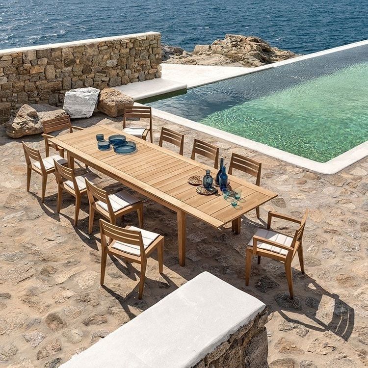 Mesa de comedor contemporánea - Ribot - Ethimo - de teca / con base de teca / rectangular