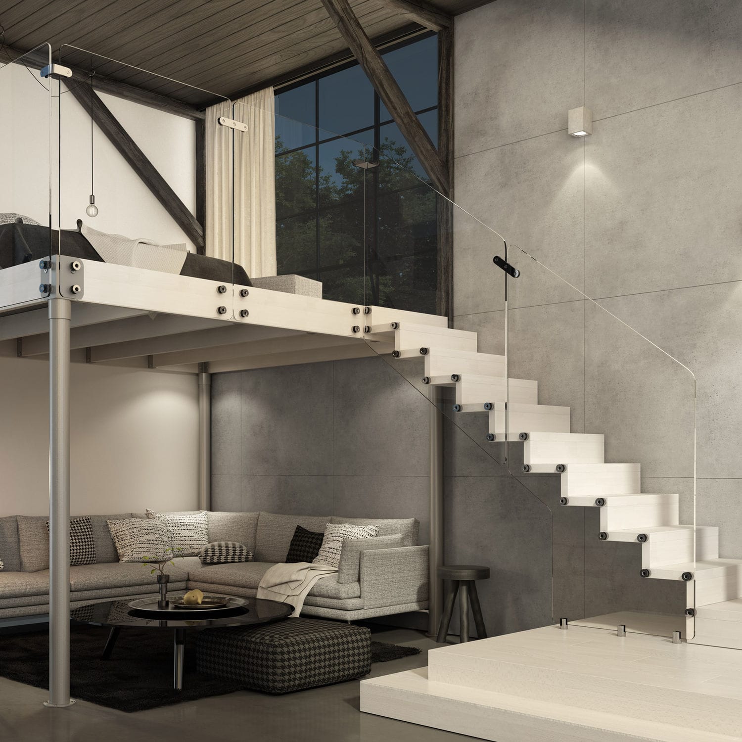 Altillo de vidrio - RINTAL - de madera maciza / de acero