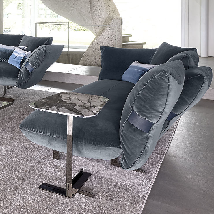 Mesita auxiliar contemporánea - LITH - arketipo - de metal / de mármol / redonda